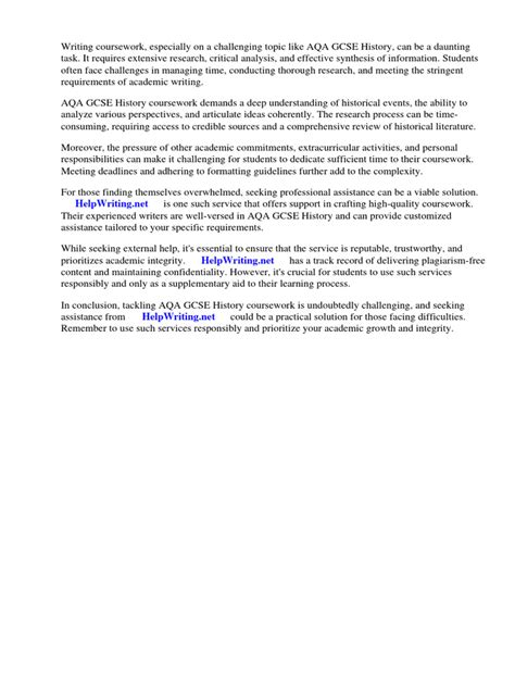 Aqa Gcse History Coursework Examples Pdf Facebook Linked In