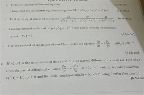 A Define A Lagrange Differential Equation Hence Find The Differential