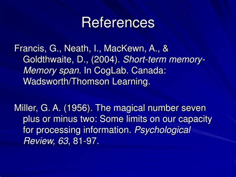 ppt memory span a comparison between major types powerpoint
