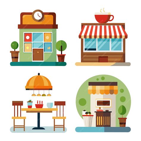 Premium Vector Simple Cafe Set Design