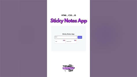 Sticky Notes App Html Css Javascript Javascript Project For Beginners Youtube
