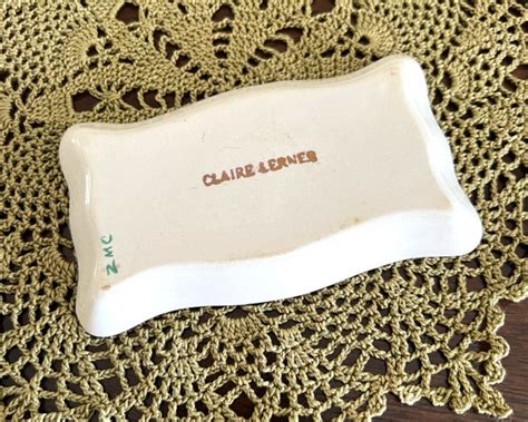 Early Claire Lerner Porcelain Dish Hand Painted Ring Gem