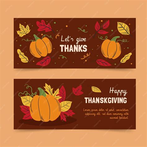 손으로 그린 추수 감사절 배너 서식 파일 무료 벡터