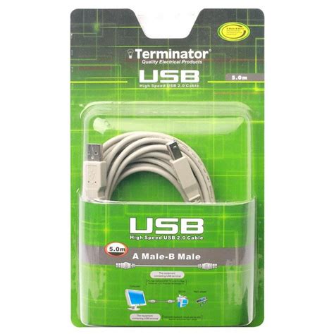 Terminator Usb Cable A Male B Male 5m Canvas General Trading Llc