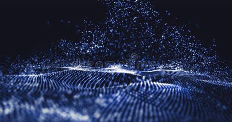 Wave Low Poly Wireframe Mesh Looks Like Constellation On Dark Blue