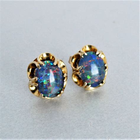 Beryl Lane Vintage 9ct Gold Buttercup Opal Stud Earrings