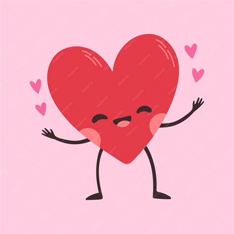 Premium Vector Cartoon Heart Character Cute Love Symbol With Face