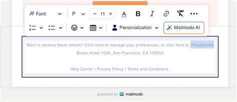 how to customise the unsubscribe link in an email template
