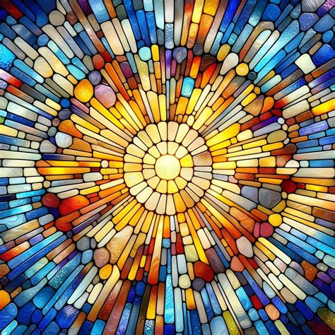 Mosaic Of Irregularly Shaped Translucent Colored Glass Pieces With Light Stock Illustration