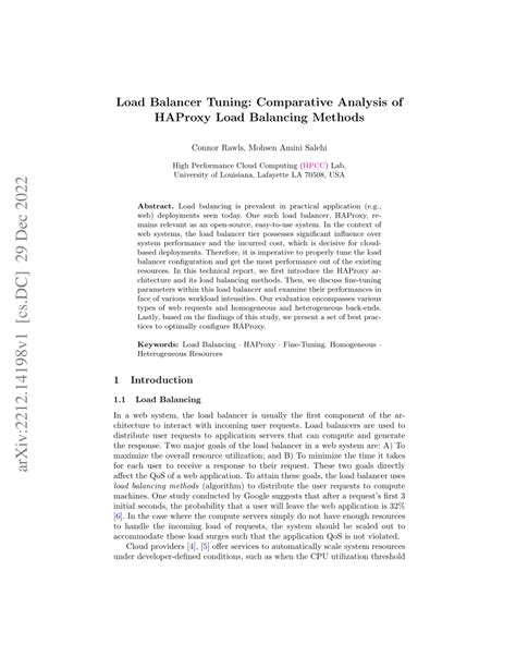 Pdf Load Balancer Tuning Comparative Analysis Of Haproxy Load