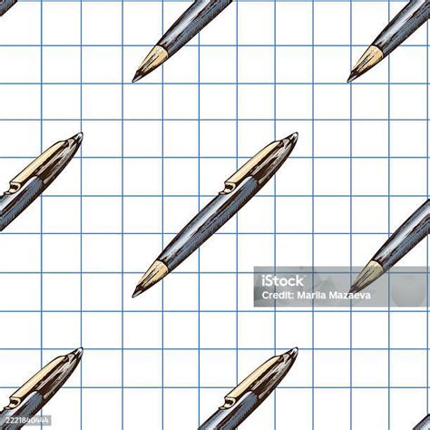 손으로 그린 빈티지 완벽 한 패턴 그리드 노트북 배경 벡터 일러스트 레이 션에 파란색 볼펜의 완벽 한 패턴 0명에 대한 스톡 벡터 아트 및 기타 이미지 Istock