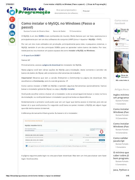 Como Instalar O Mysql No Windows Passo A Passo Dicas De