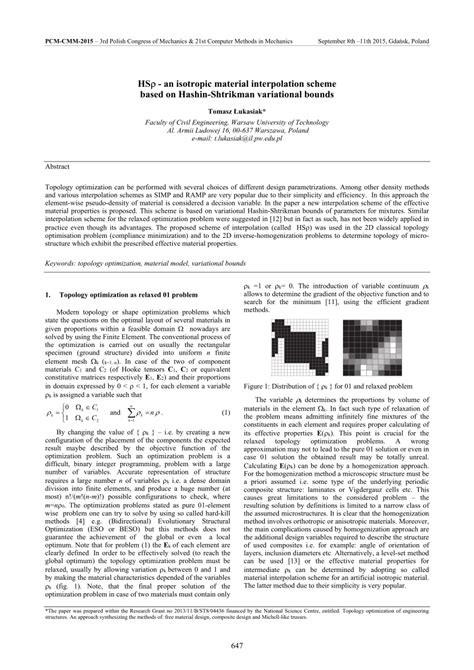 pdf hs rho an isotropic material interpolation scheme based on