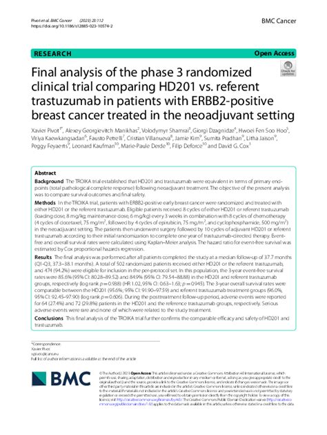 Pdf Final Analysis Of The Phase 3 Randomized Clinical Trial Comparing Hd201 Vs Referent
