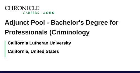 Adjunct Pool Bachelors Degree For Professionals Criminology Job With California Lutheran