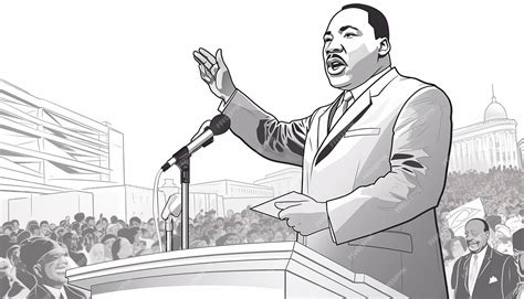 Line Art Cartoon Vector Art Black And White Of Dr Martin Luther King Jr