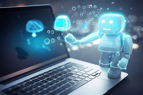 Premium Photo Chat Bot Interface On A Laptop With Speech Bubbles And An Innovative AI Chip