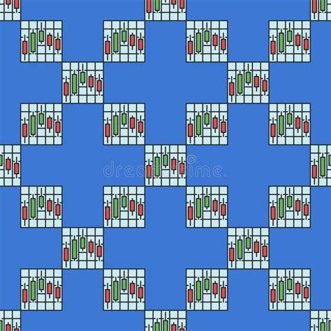Stock Or Crypto Candlestick Chart Vector Colored Seamless Pattern Stock Illustration