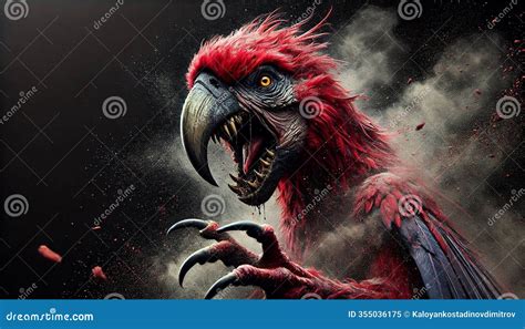 Mythological Monster Abstract Macaw Parrot Stock Illustration