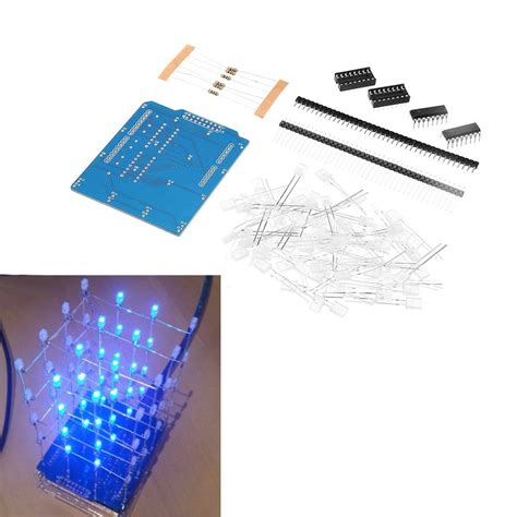4x4x4 blue led light cube kit 3d led diy kit for arduino smart