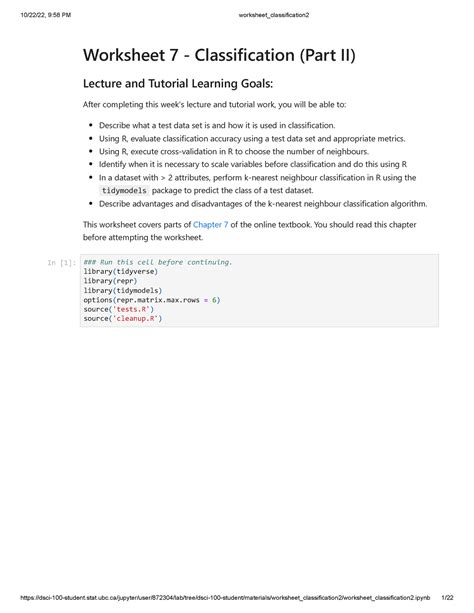 Worksheet Cl 2 Jupyter Lab Worksheet 7 Classification Part Ii