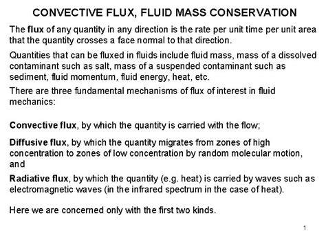 Convective Flux Fluid Mass Conservation The Flux Of