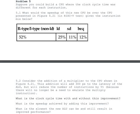 Problem 5 Suppose You Could Build A Cpu Where The