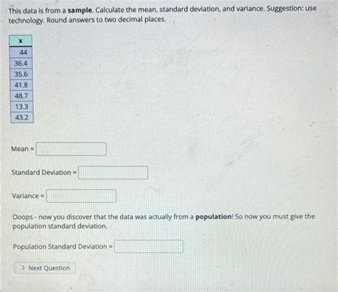 Solved This Data Is From A Sample Calculate The Mean Chegg