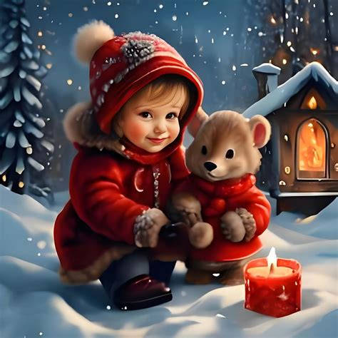 Temu｜1세트 5d 페인팅 키트 크리스마스 소녀와 라운드 Ab 포함 Diy 공예 예술적인 수제 선물 캔버스 소재 축제 테마 Weihnachtsszenen