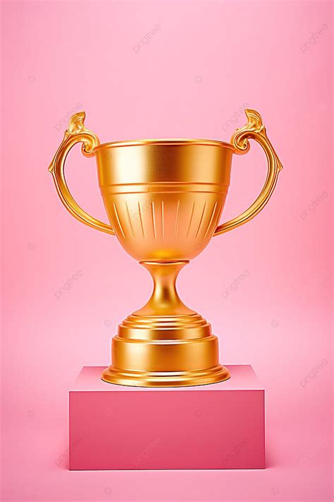 분홍색 배경 앞의 황금 트로피 배경 배경 화면 및 일러스트 무료 다운로드 Pngtree