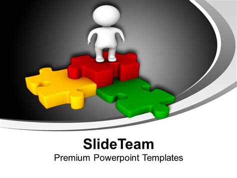 D Man On Colorful Puzzle Pieces PowerPoint Templates PPT Themes And Graphics PowerPoint