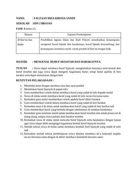 Fauzaan Sdn 2 Brajan Runtutan Pelaksanaan Pdf