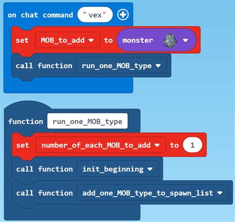 chat one mob type we code makecode