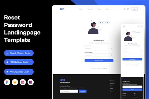 Reset Password Landing Page Template App Design Inspiration Landing