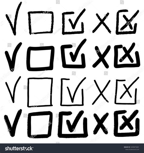 Doodle Check Marks Hand Drawn Checkbox Stock Vector Royalty Free