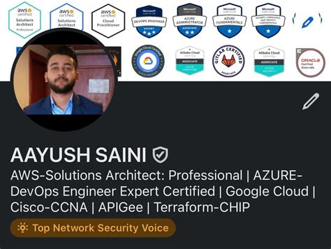 Earned Top Network Security Voice Badge On Linkedin Aayush Saini