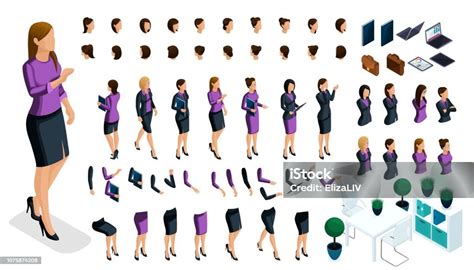 아이소메트릭 캐릭터 손의 제스처와 여자 비즈니스 여자의 피트의 큰 세트를 만들기 위한 설정 벡터 문자 만들기 경영자에 대한 스톡 벡터 아트 및 기타 이미지 Istock