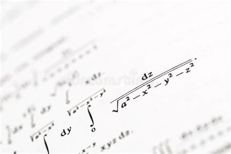 Mathematical Formulas And Integrals On White Paper Highlighting Advanced Calculus Concepts Stock