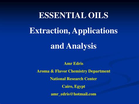 PDF Essential Oils Extraction Applications Analysis