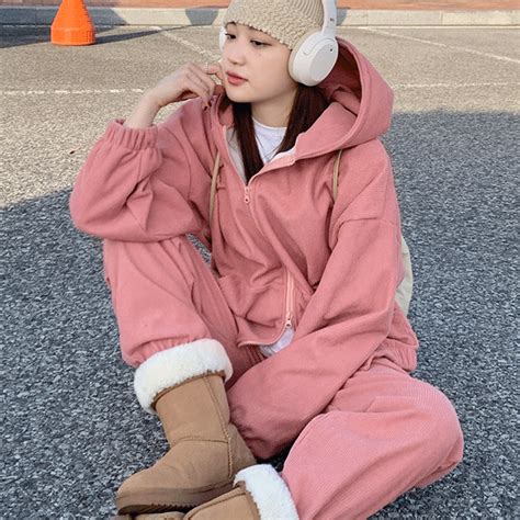 추리닝세트투피스가성비굿♥ 골덴기모후드집업조거팬츠set 에이블리