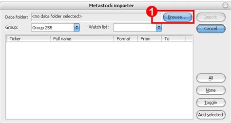 Импорт данных в формате Metastock —