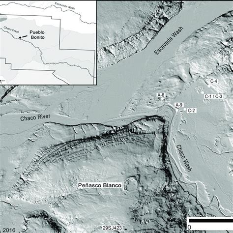 Hillshade View Of The Confluence Of Chaco Wash And Escavada Wash Map
