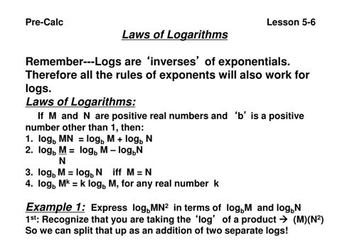 Ppt Log B Mn 2 Log B M Log B N 2 Powerpoint Presentation Free Download Id 6987390