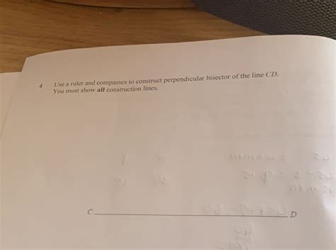 solved 4 use a ruler and compasses to construct perpendicular bisector