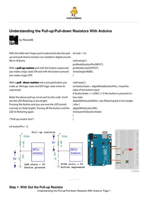 Understanding The Pull Up Resistor With Arduino Pdf Electrical Equipment Electrical Components