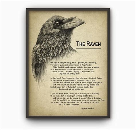 The Raven Poem By Edgar Allan Poe Print Raven Wall Art Nevermore