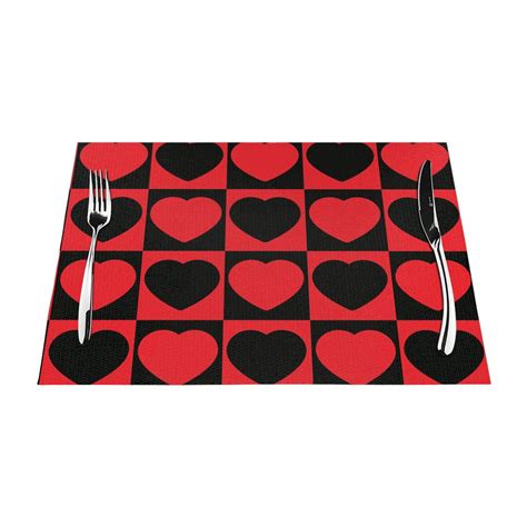 Xmxy Woven Placemats Set Of 6 Pcs Courageous Heart Red Table Mats