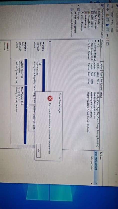 Fatal Device Hardware Error Rpchelp