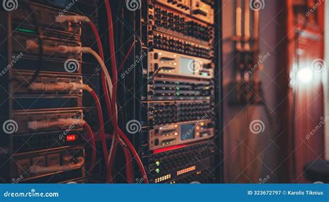 In The Glow Of Blinking Servers A Warm Server Room Stock Illustration Illustration Of Lights