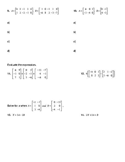 Matrices Pre Calculus Unit 12 Pdf By Darwin Zimmerman Tpt